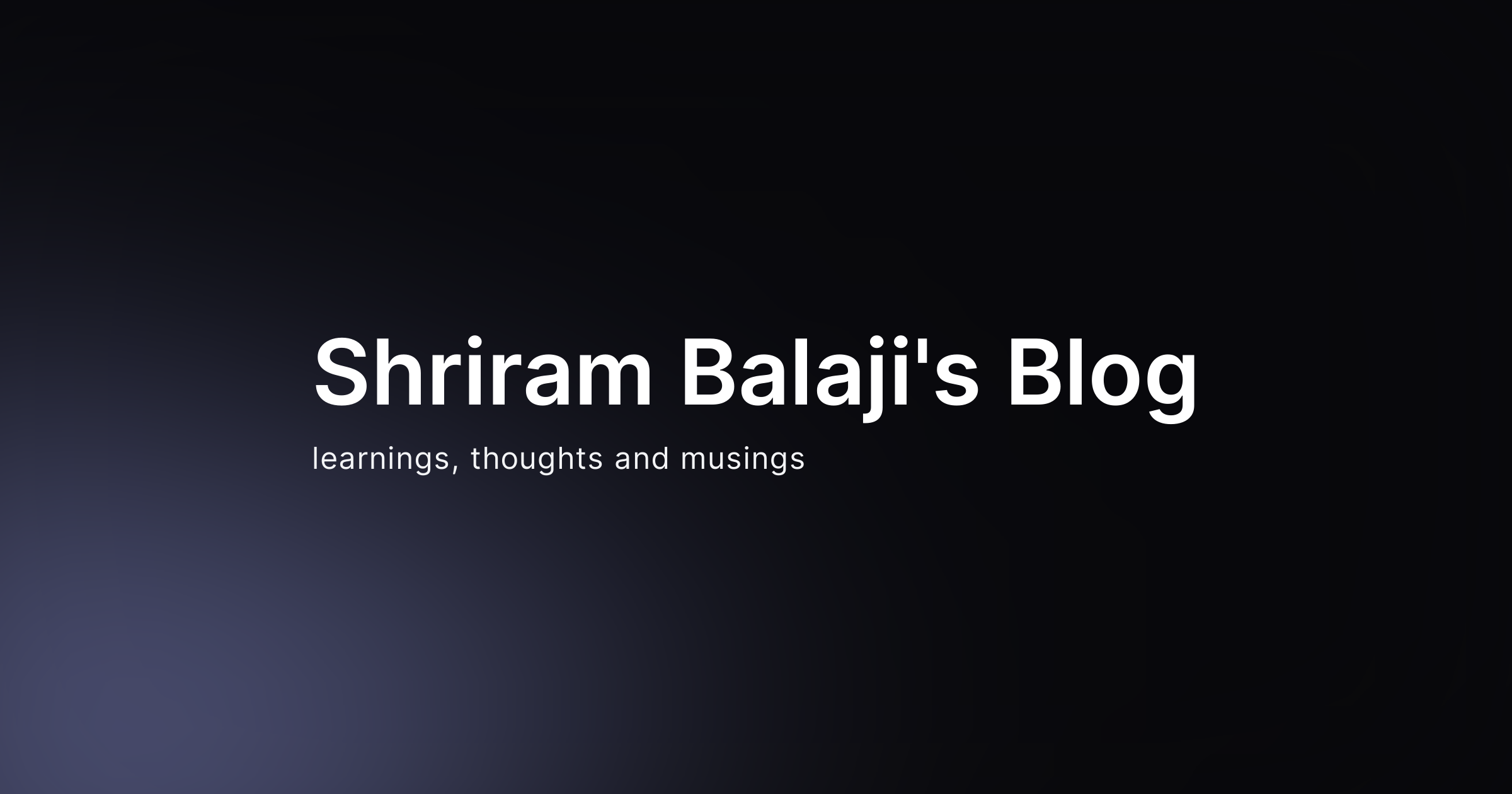Posts • Shriram Balajis Blog